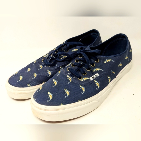 Vans | Shoes | Vans Slip On Fish Trout Shoes Size 15 Dark Blue Fishing ...